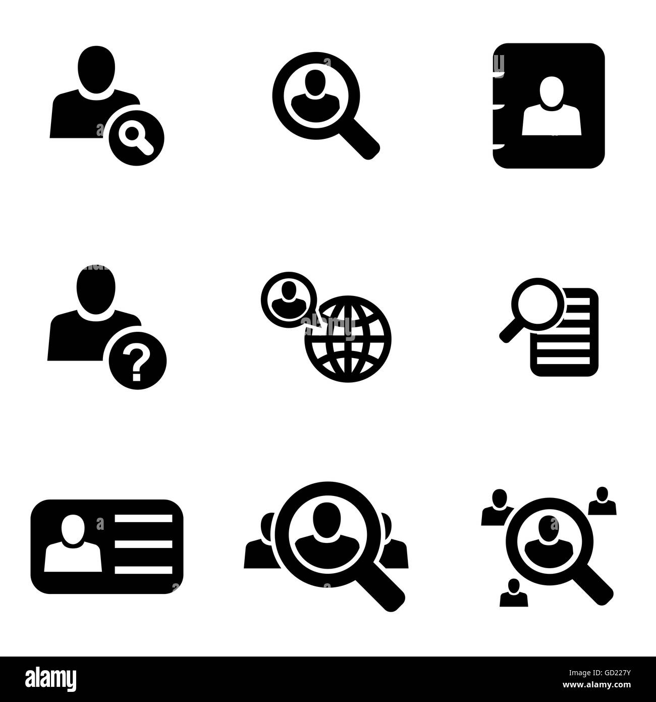 Vector black people search icon set Stock Vector Image & Art - Alamy