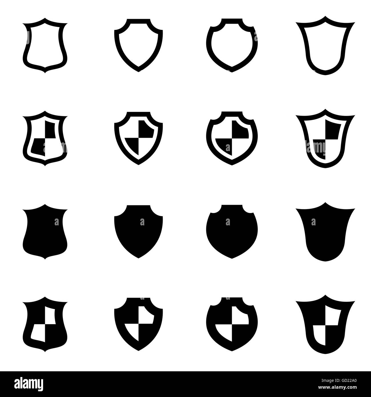 Vector black shield icon set Stock Vector Image & Art - Alamy