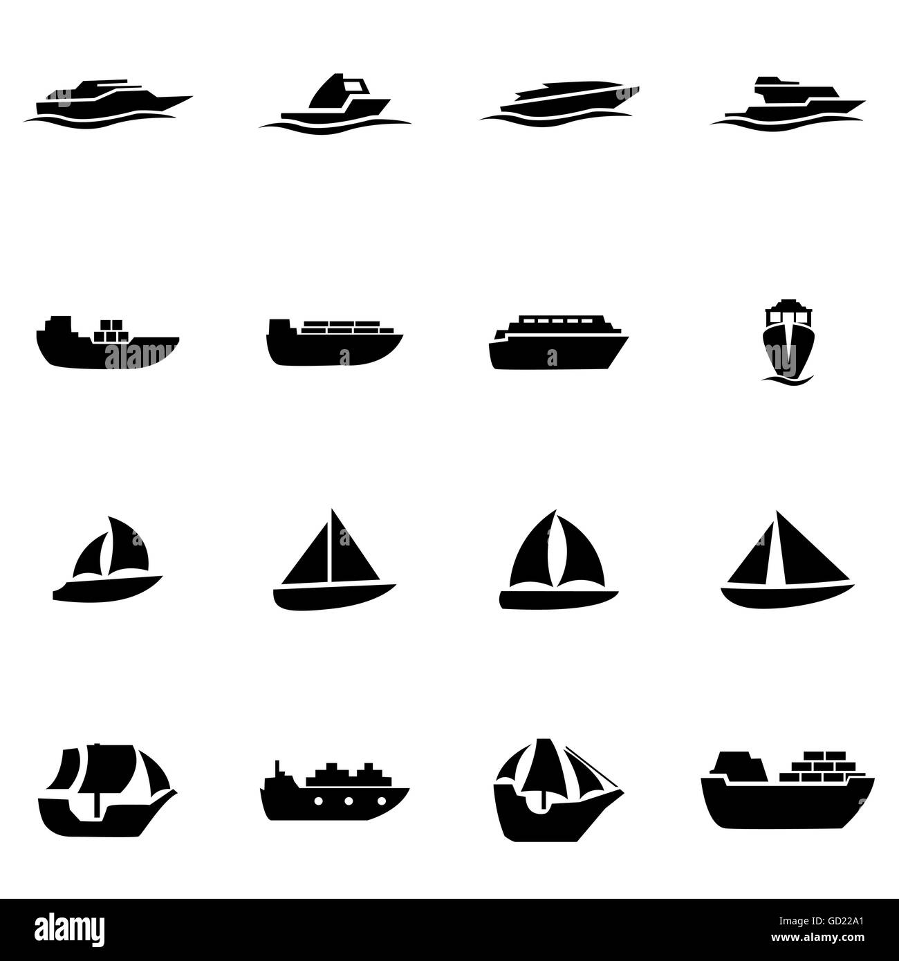 Vector black ship and boat icon set Stock Vector Image & Art - Alamy