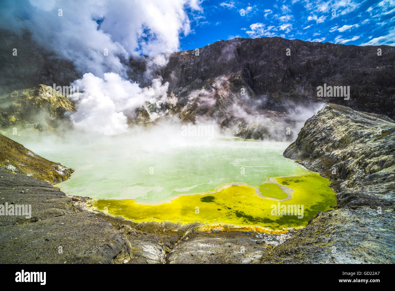 Acid Crater Lake, White Island Volcano, an active volcano in the Bay of ...