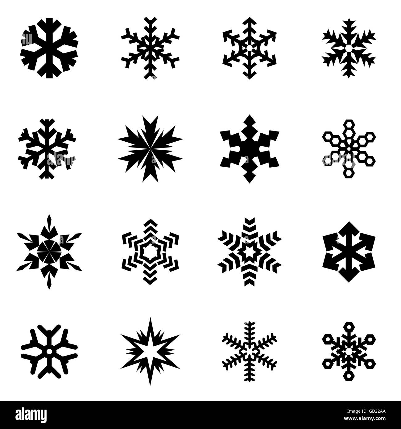 Vector black snowflake icon set Stock Vector Image & Art - Alamy