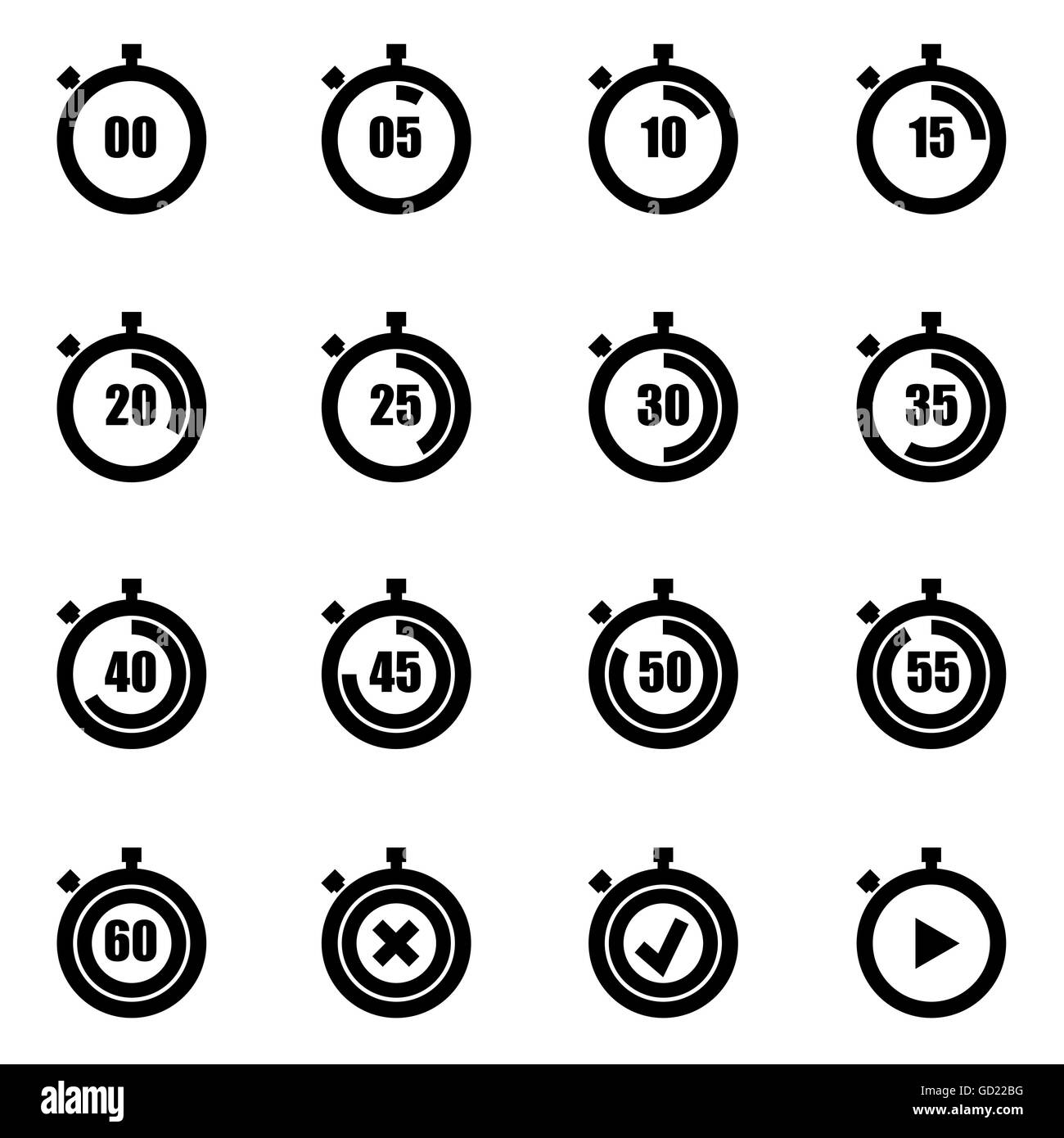 Vector black stopwatch icon set Stock Vector Image & Art - Alamy