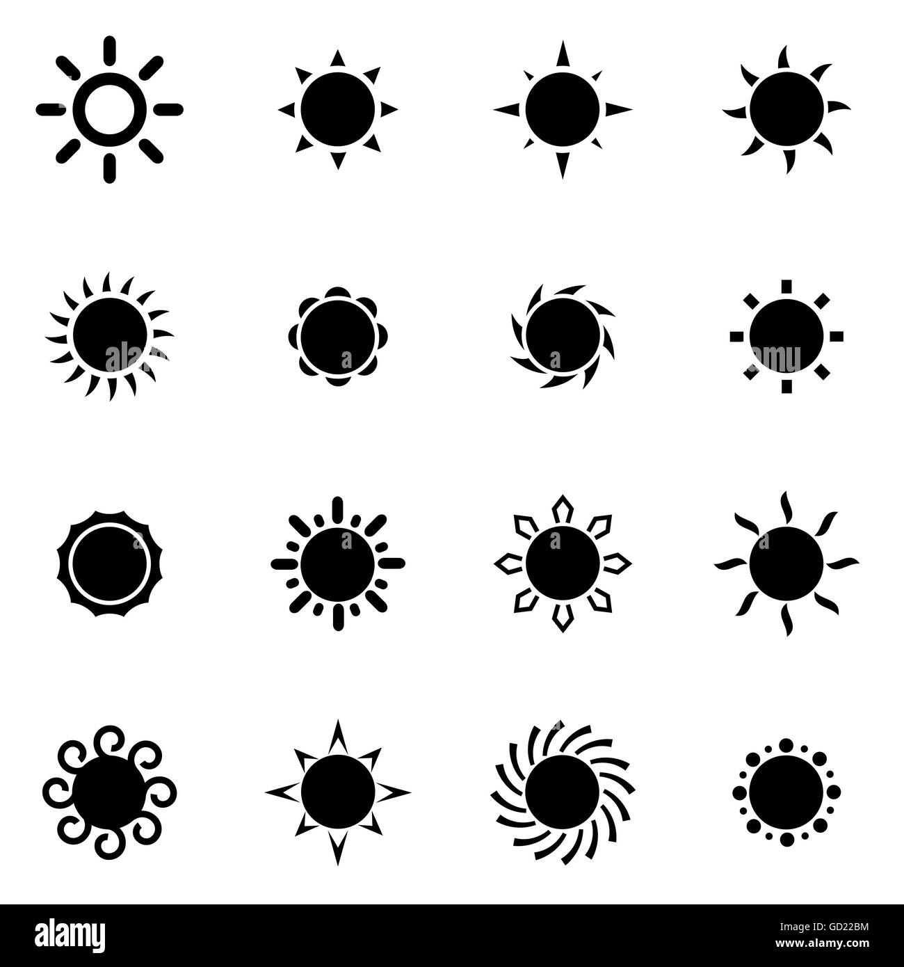 Vector black sun icon set Stock Vector Image & Art - Alamy