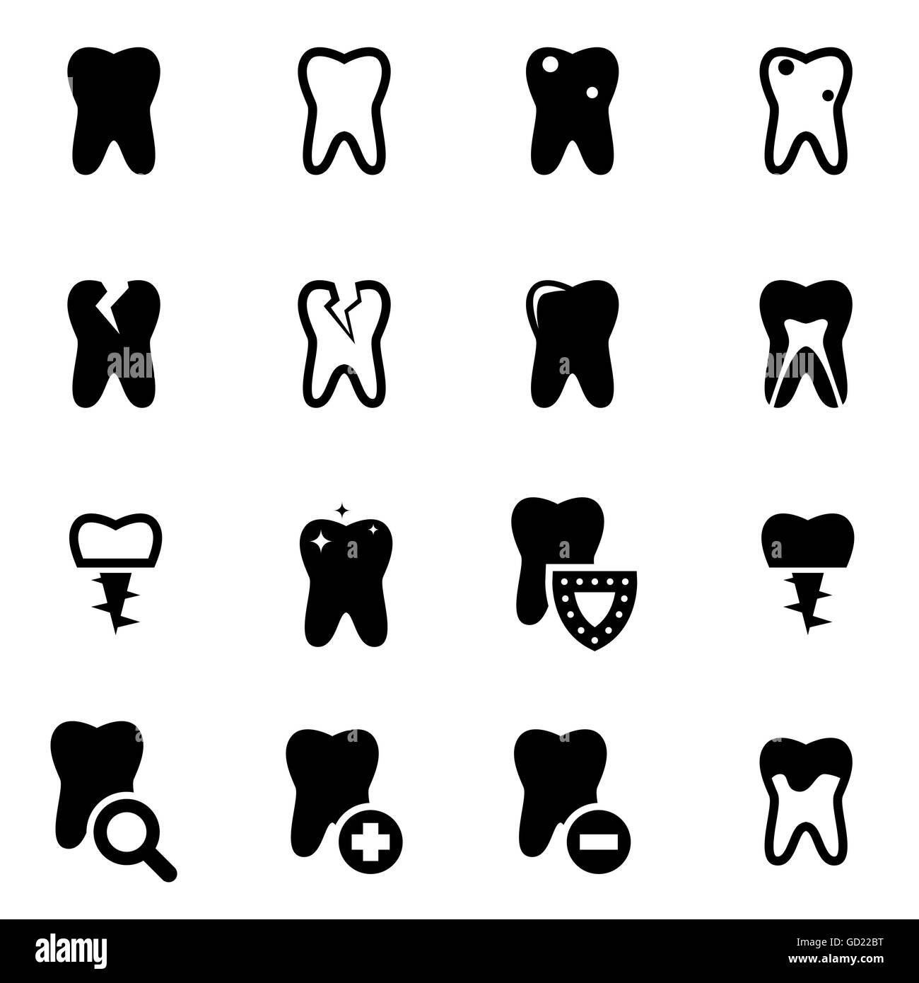 Vector black teeth icon set Stock Vector Image & Art - Alamy