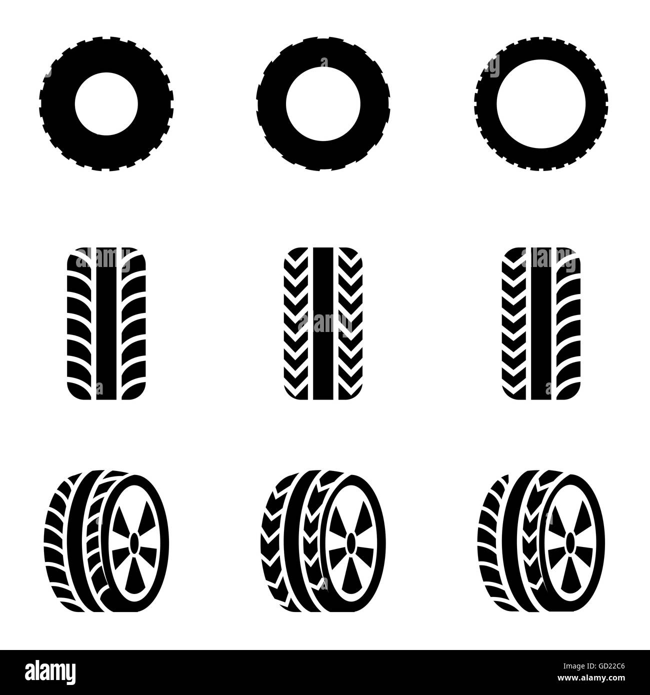 Vector black tire icon set Stock Vector Image & Art - Alamy