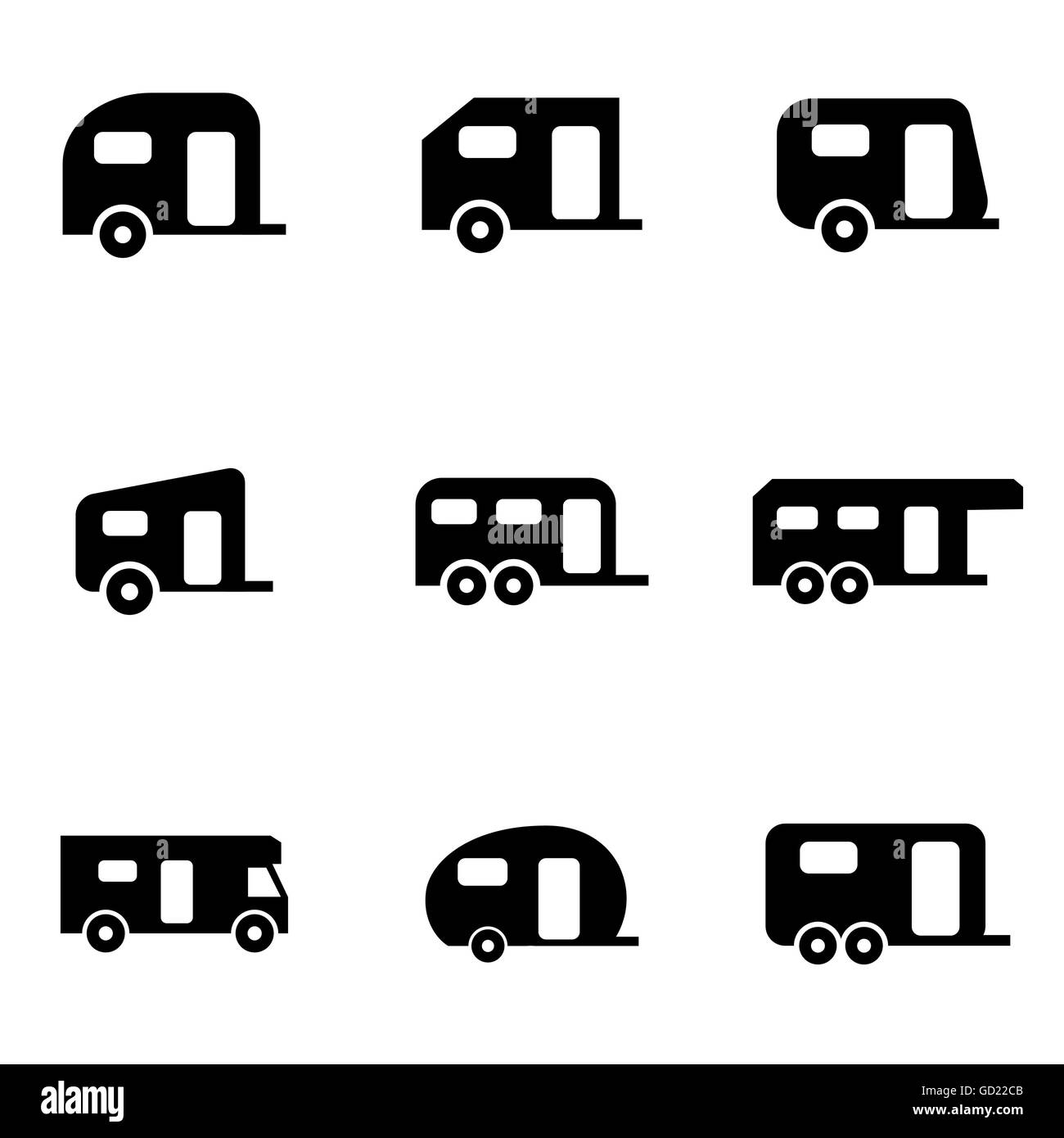 Vector black trailer icon set Stock Vector Image & Art - Alamy