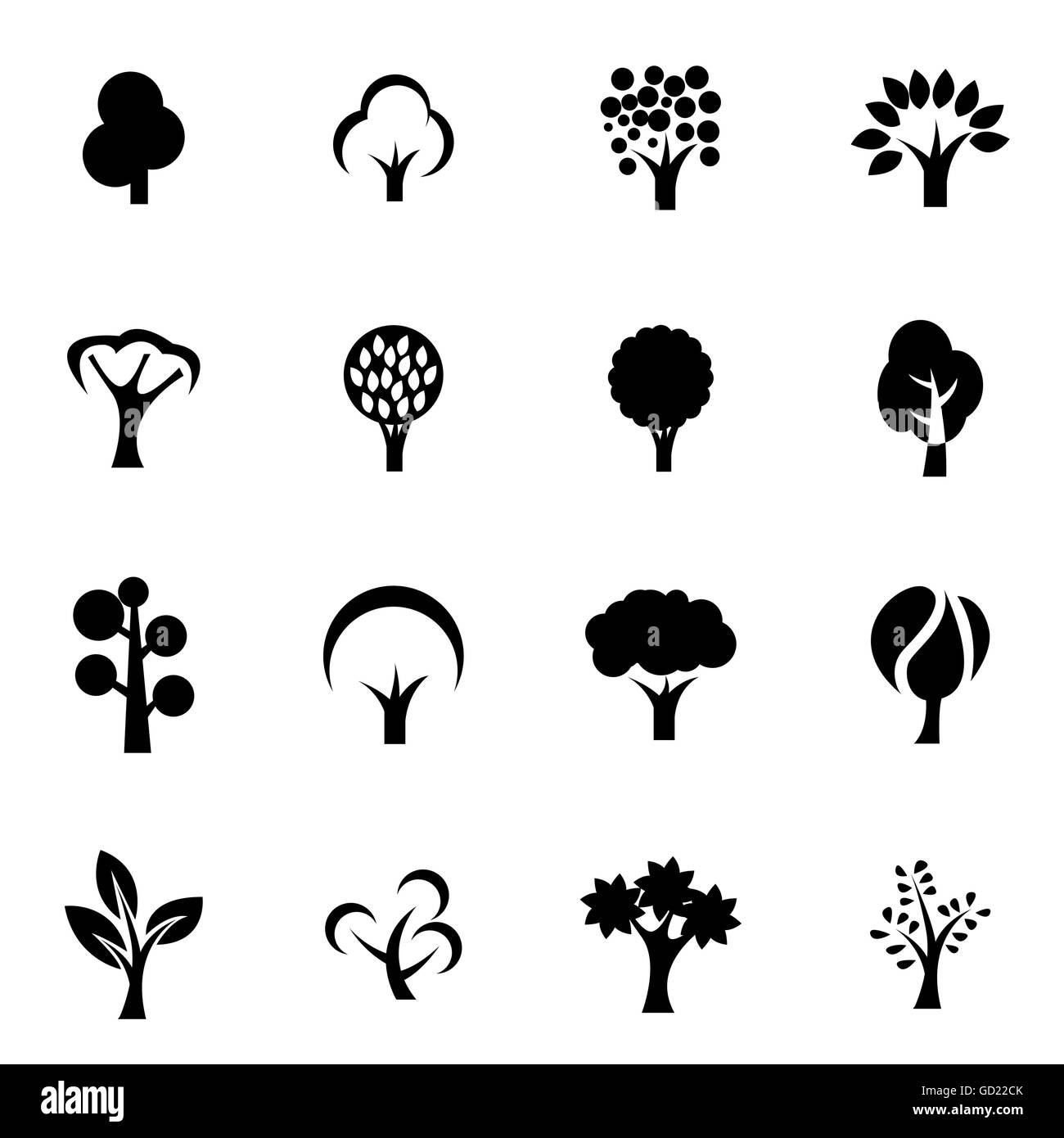 Vector black trees icon set Stock Vector Image & Art - Alamy