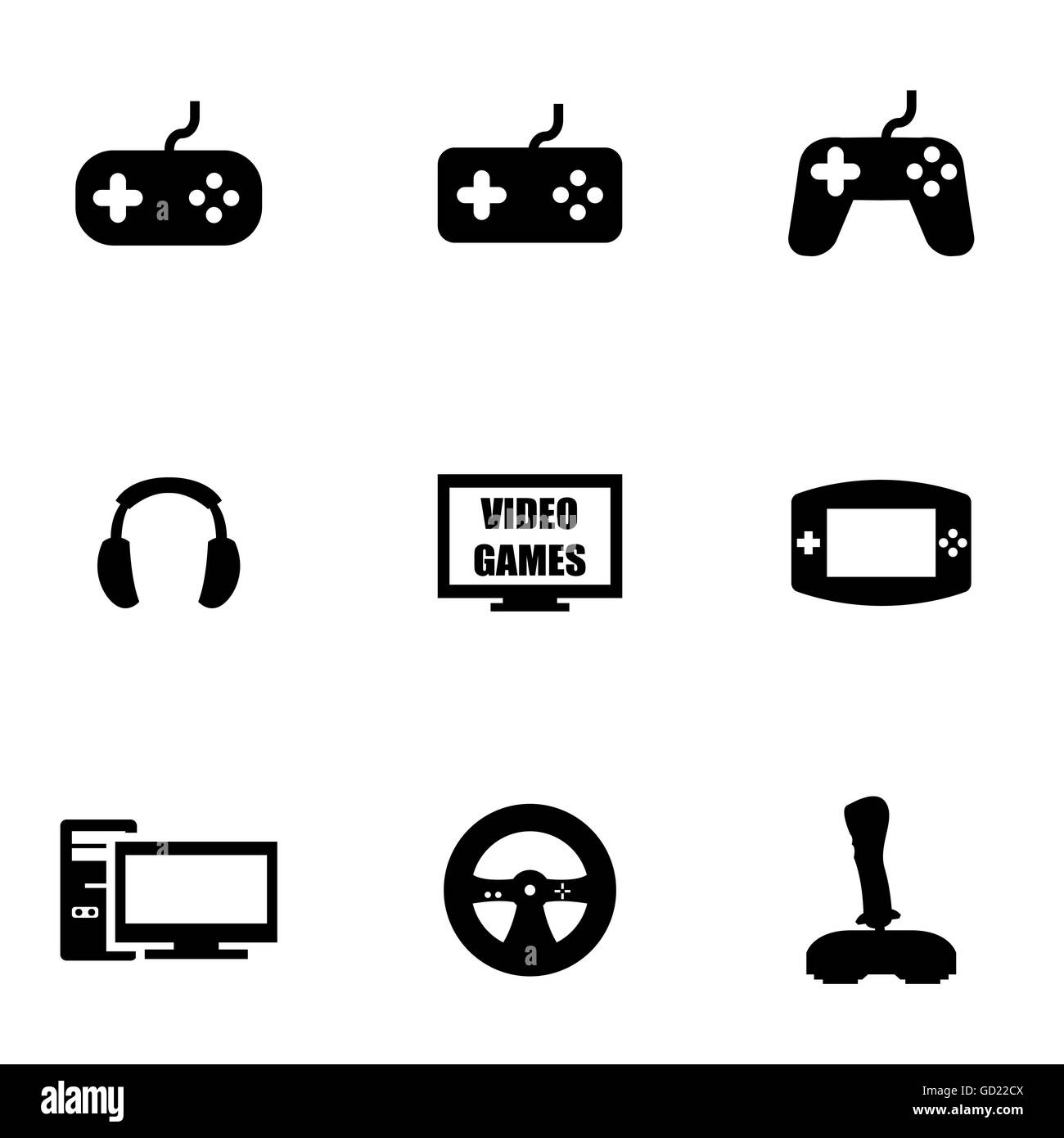 Vector black video games icon set Stock Vector Image & Art - Alamy
