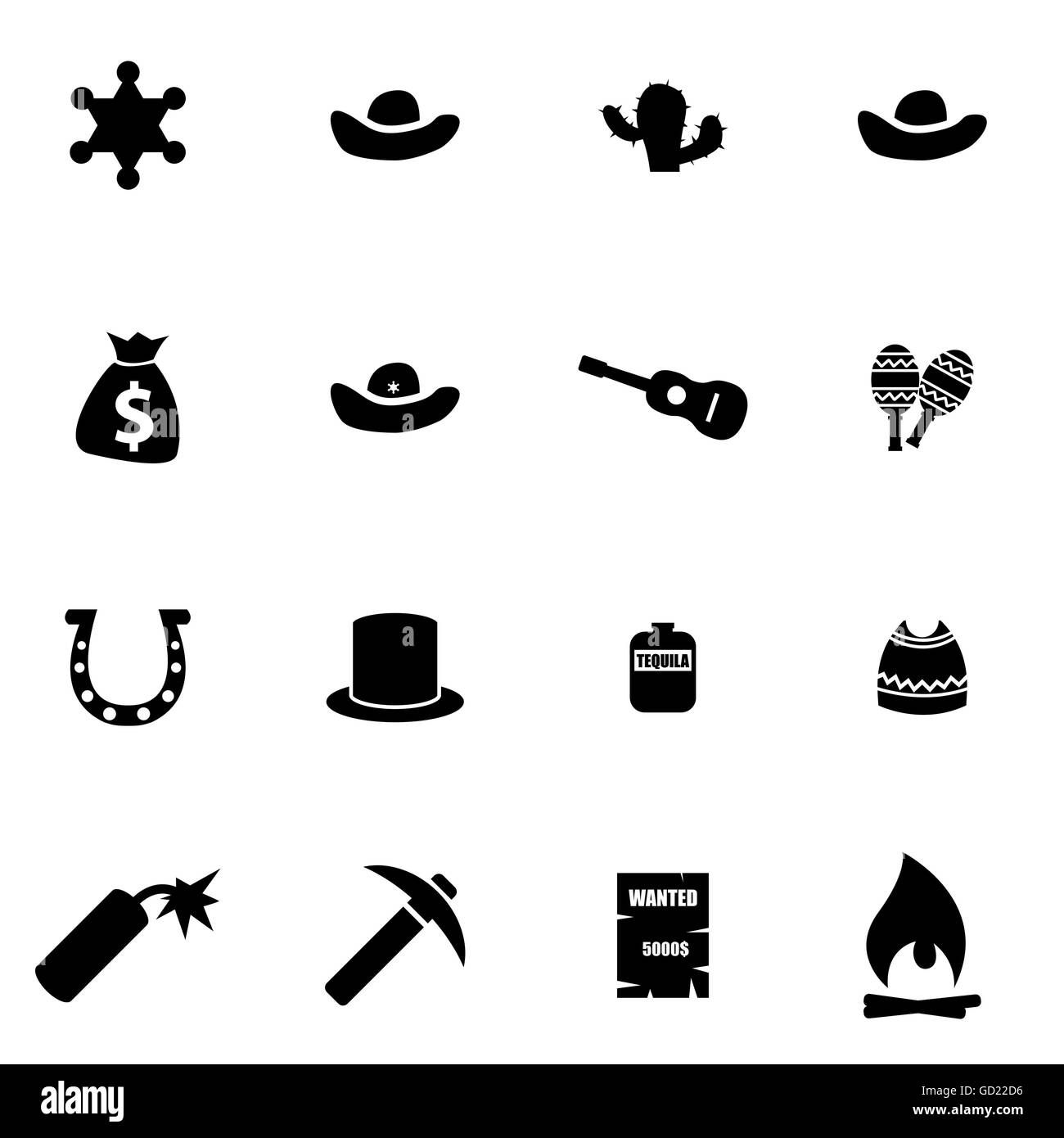 Vector black wild west icon set Stock Vector Image & Art - Alamy