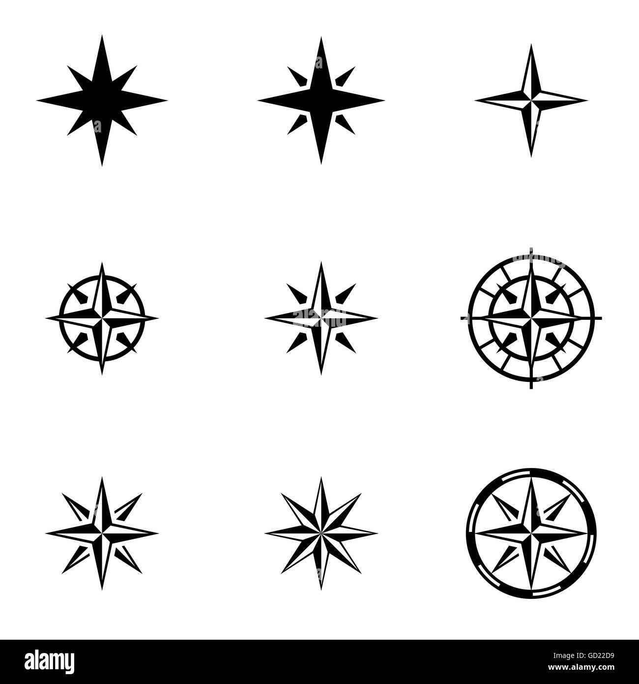 Vector black wind rose icon set Stock Vector Image & Art - Alamy