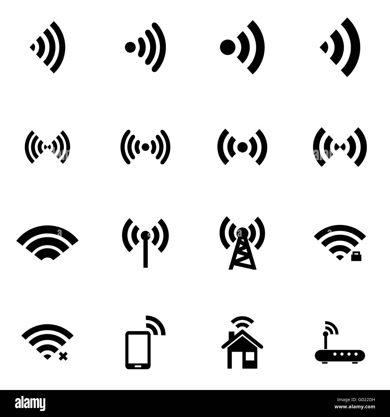 Vector black wireless icon set Stock Vector Image & Art - Alamy
