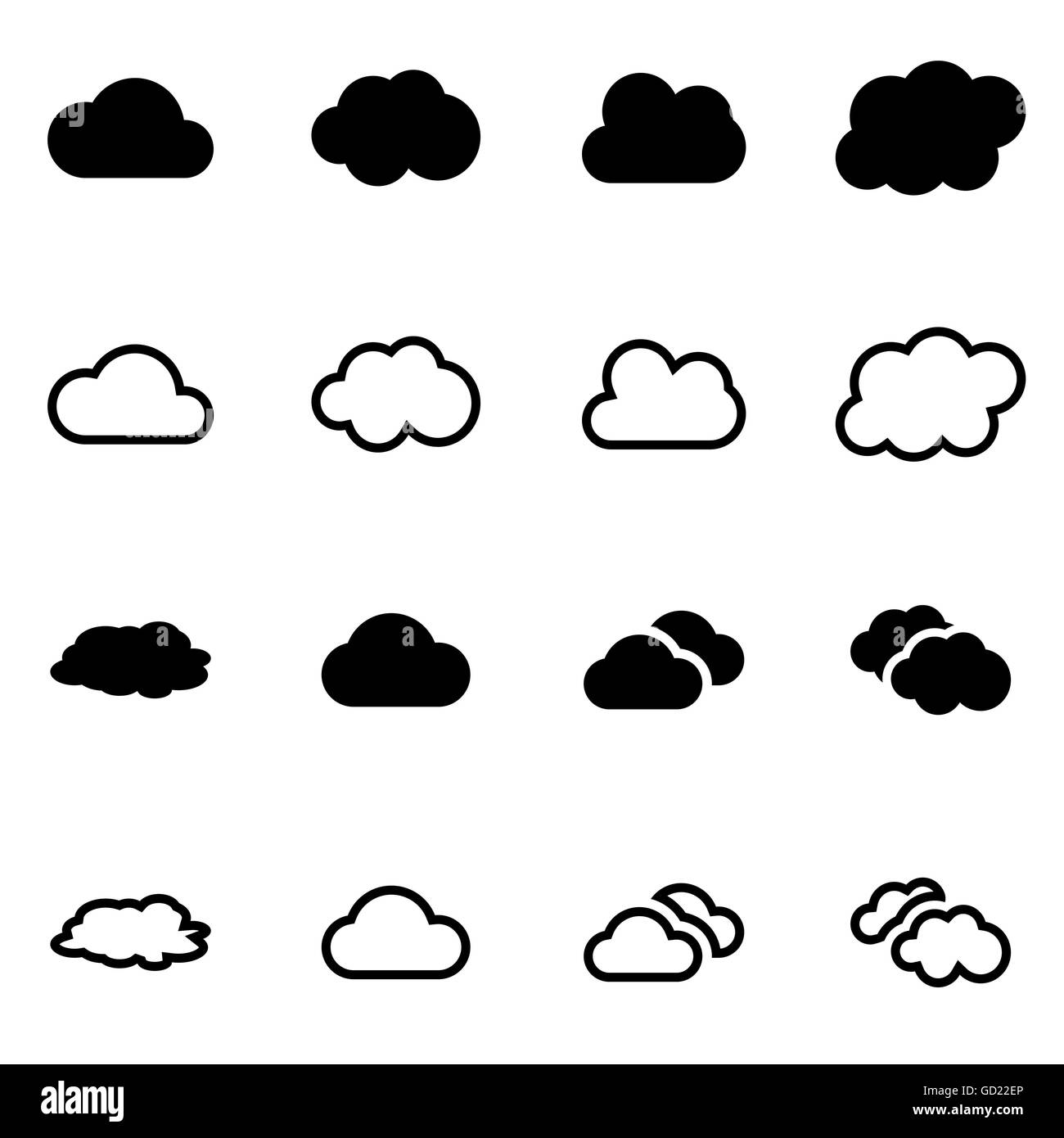 Vector black cloud icon set Stock Vector Image & Art - Alamy
