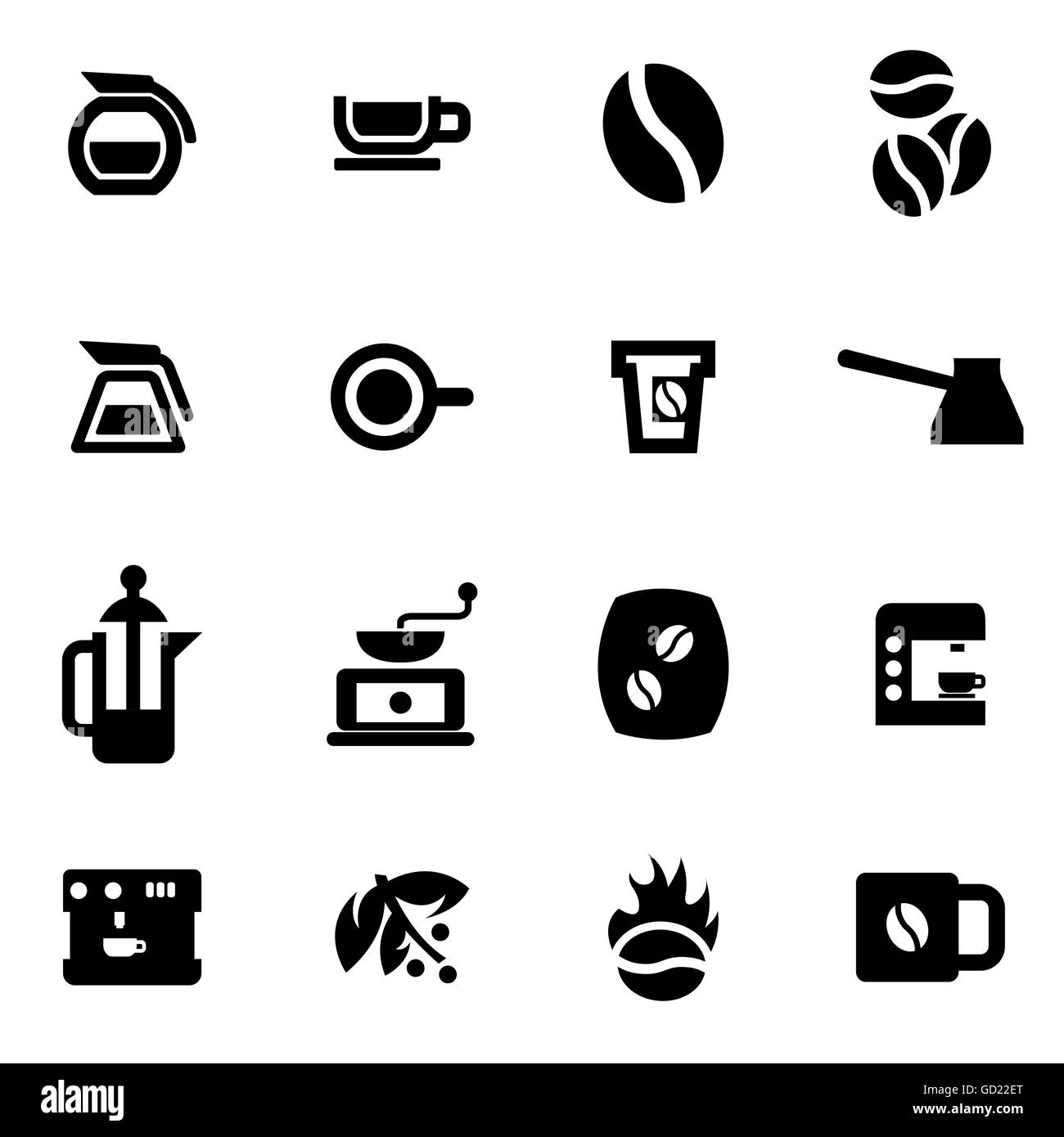 Vector black coffee icon set Stock Vector Image & Art - Alamy