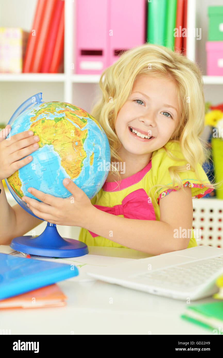 student girl with books and laptop Stock Photo - Alamy