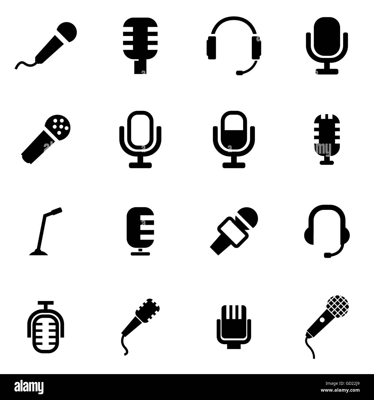 Vector black microphone icon set Stock Vector Image & Art - Alamy