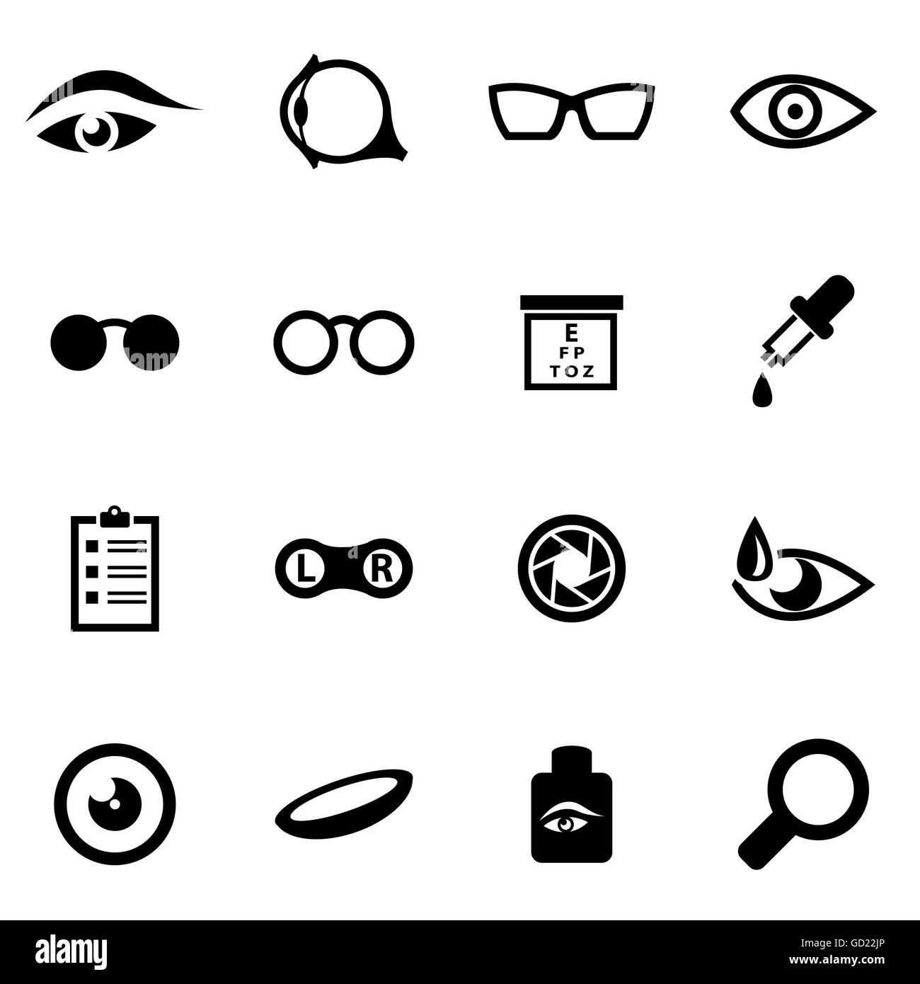 Vector black optometry icon set Stock Vector Image & Art - Alamy