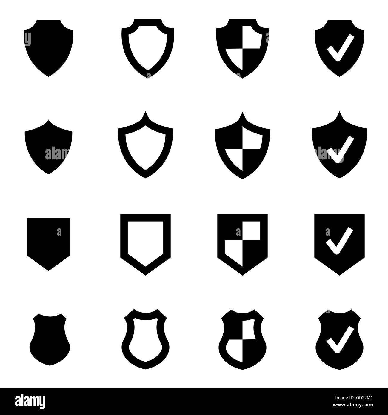 Vector black shield icon set Stock Vector Image & Art - Alamy