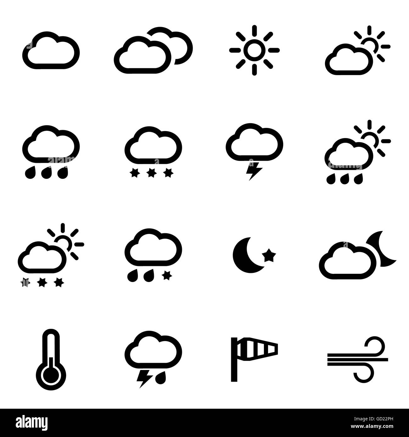 Vector black weather icons set Stock Vector Image & Art - Alamy