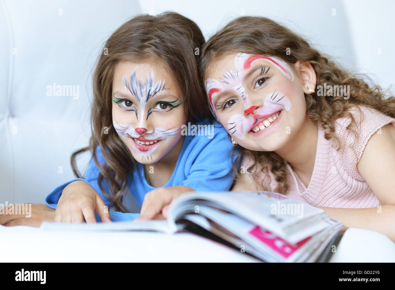 little girls with face painted Stock Photo - Alamy