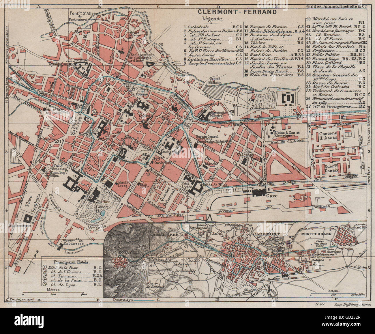 CLERMONT-FERRAND. Vintage city plan. Montferrand Puy-De-Dôme Auvergne ...