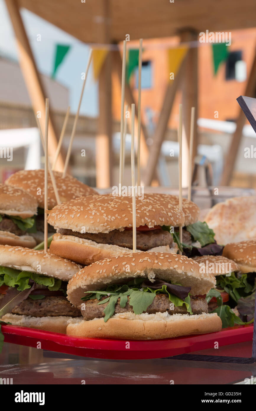 Hamburger, Skewer Buns for Fast Food with Meat and Vegetables Stock ...