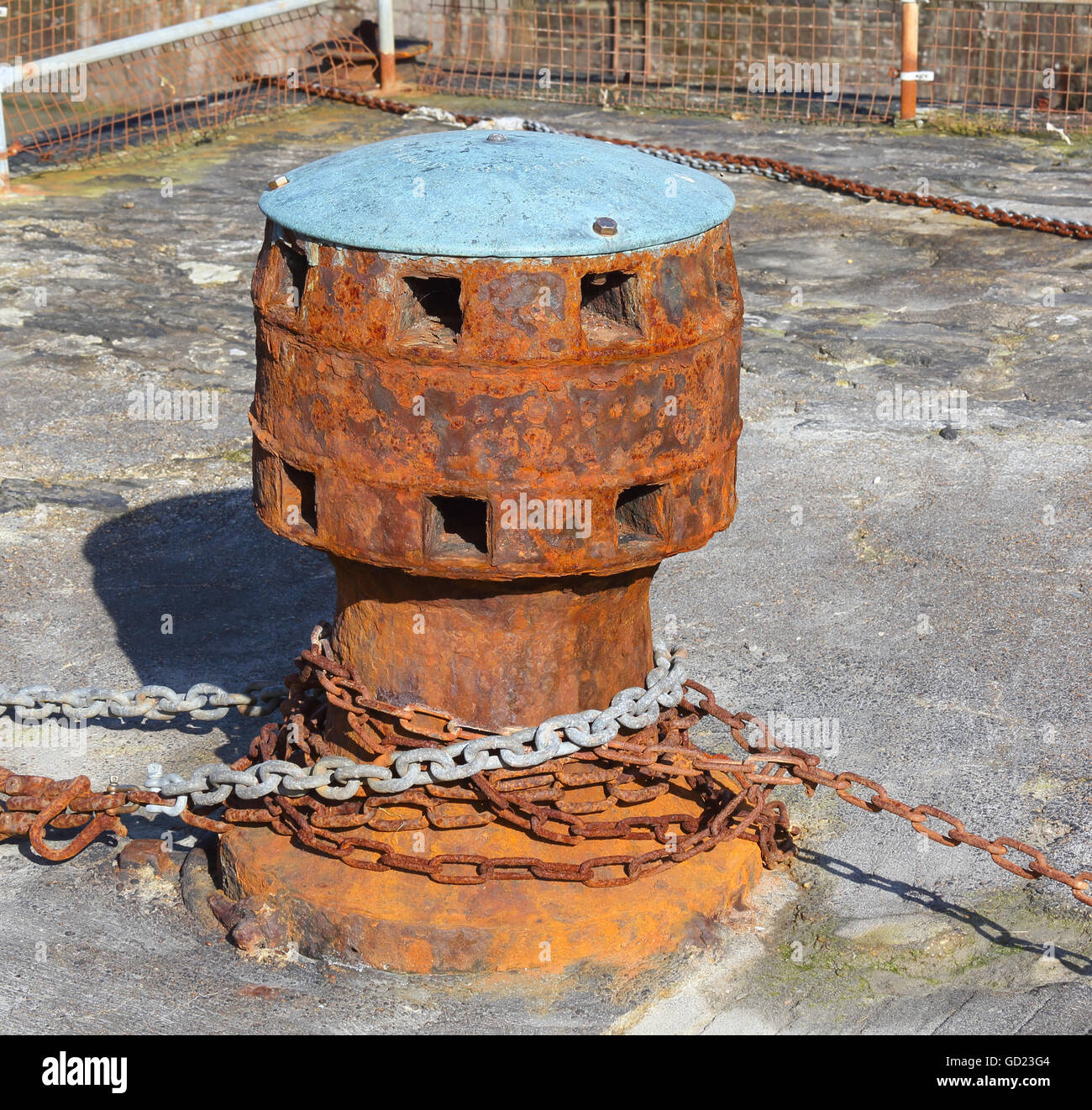Rusting capstan, Portreath harbour, Cornwall, England, UK Stock Photo ...