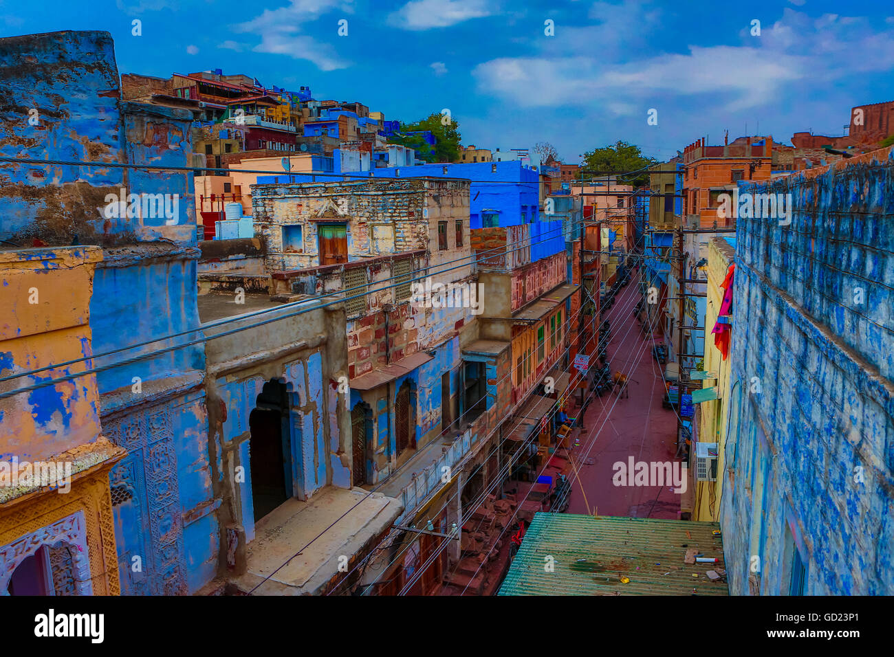 The blue rooftops in Jodhpur, the Blue City, Rajasthan, India, Asia ...
