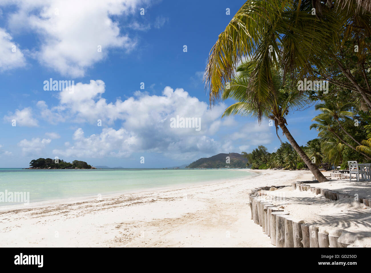 Tropical beach view, Anse Volbert at Praslin island, Seychelles Stock ...