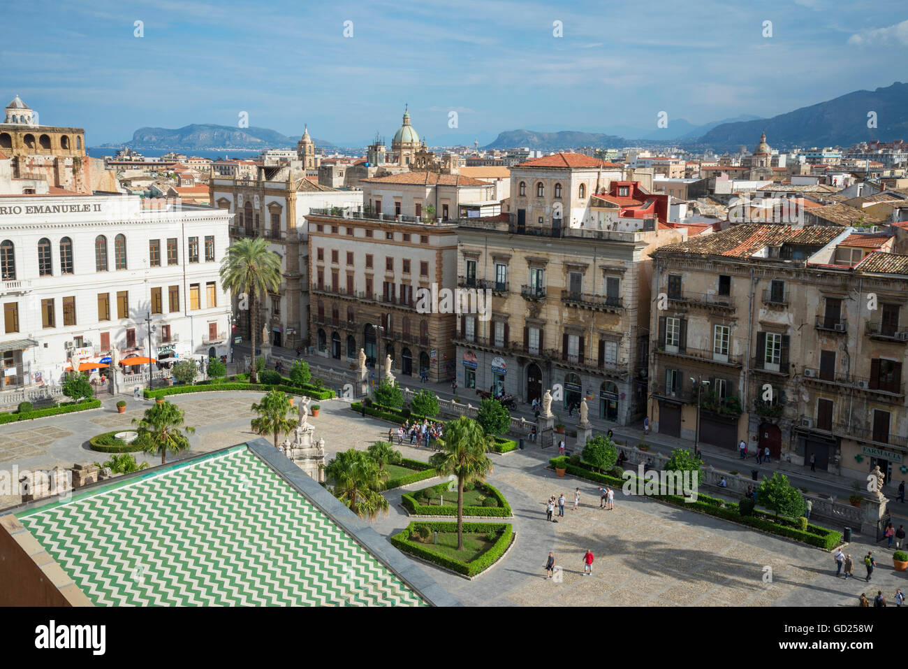 Palermo Cathedral square, Palermo, Sicily, Italy, Europe Stock Photo ...
