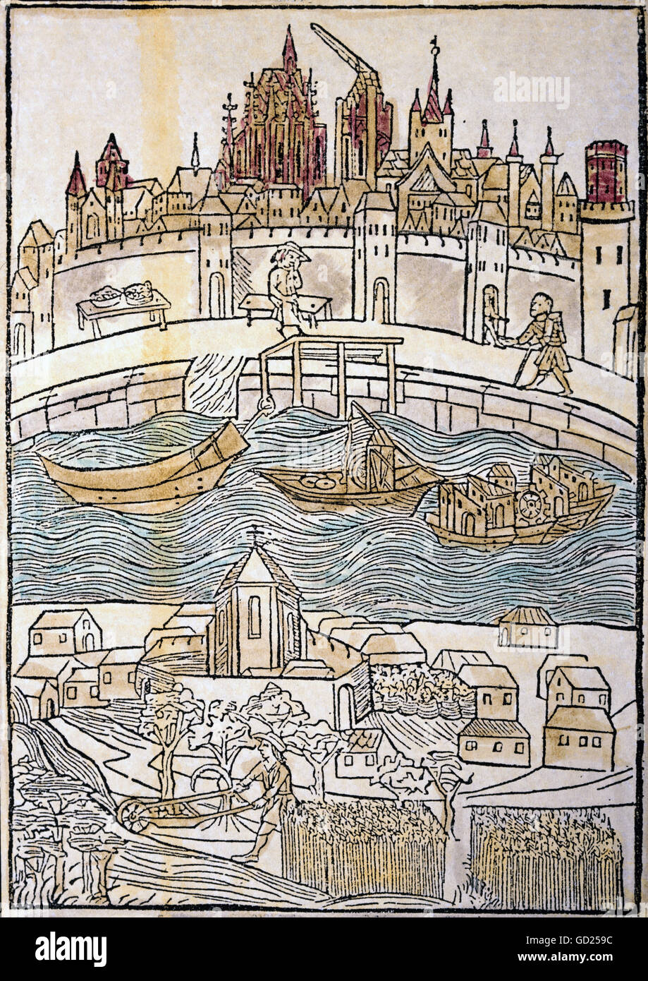 geography / travel, Germany, Cologne, view, coloured woodcut, "Cologne ...