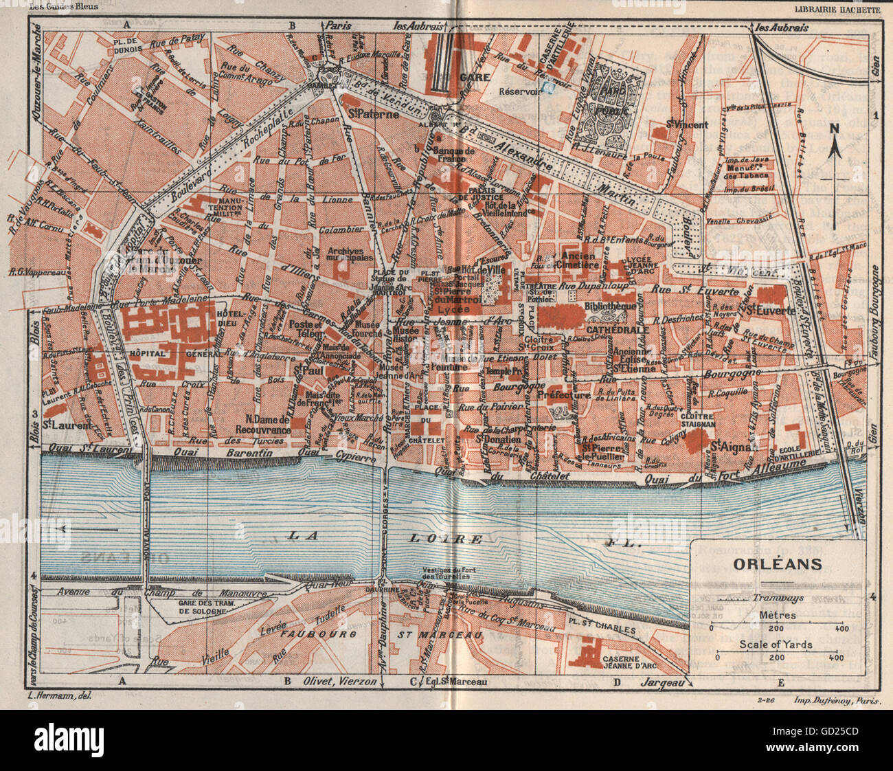 ORLÉANS ORLEANS. Vintage town city map plan. Loiret, 1926 Stock Photo ...