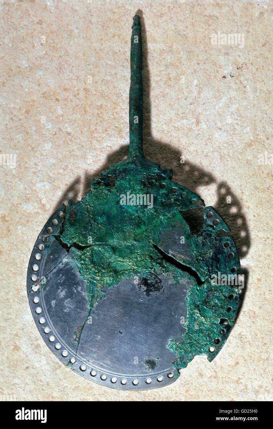 fine arts, bronze, hand mirror from the graveyard of Guenzburg, silver ...