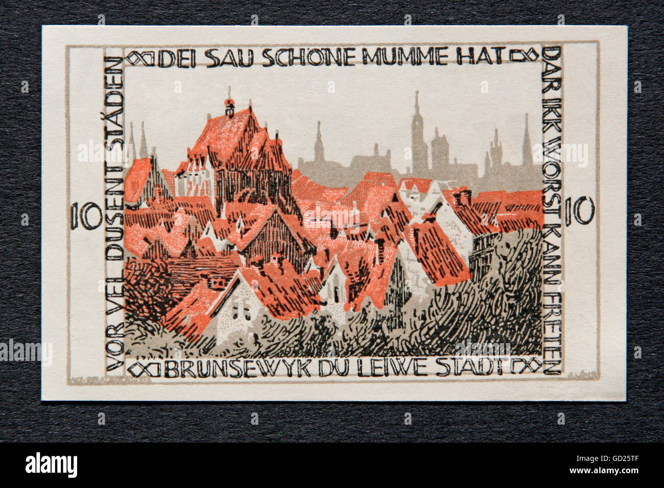 finances / money, bank notes, Germany, 10 Pfennig, reverse, Brunswick ...