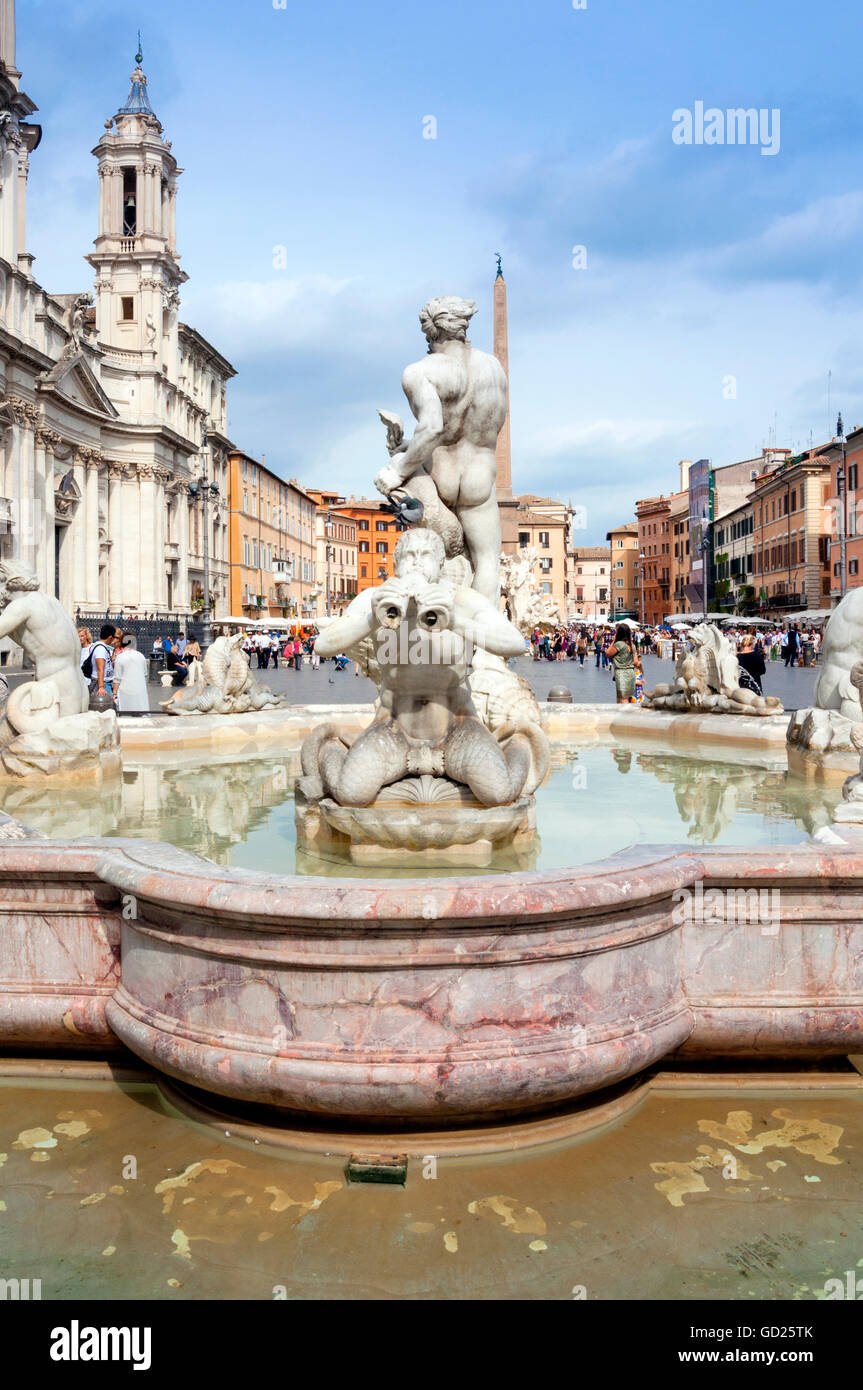 The Moor Fountain (Fontana del Moro), Piazza Navona, UNESCO World ...