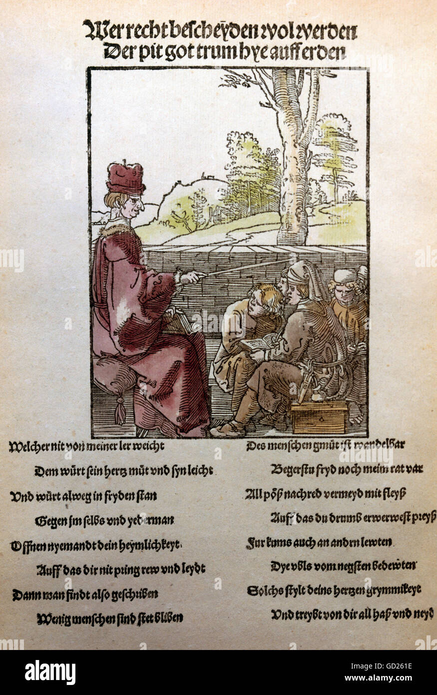 education, school, teacher with Master beret is teaching a group of ...