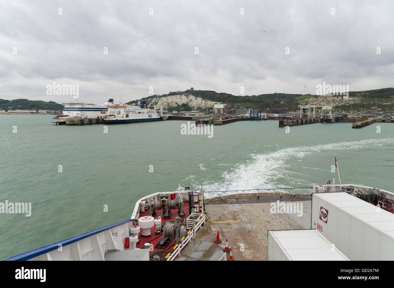 DOVER, ENGLAND - OCTOBER 24, 2015: Ferry boat leaving Dover heading to ...