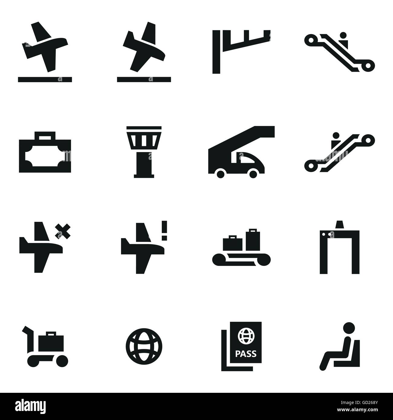 Vector black airport icon set Stock Vector Image & Art - Alamy
