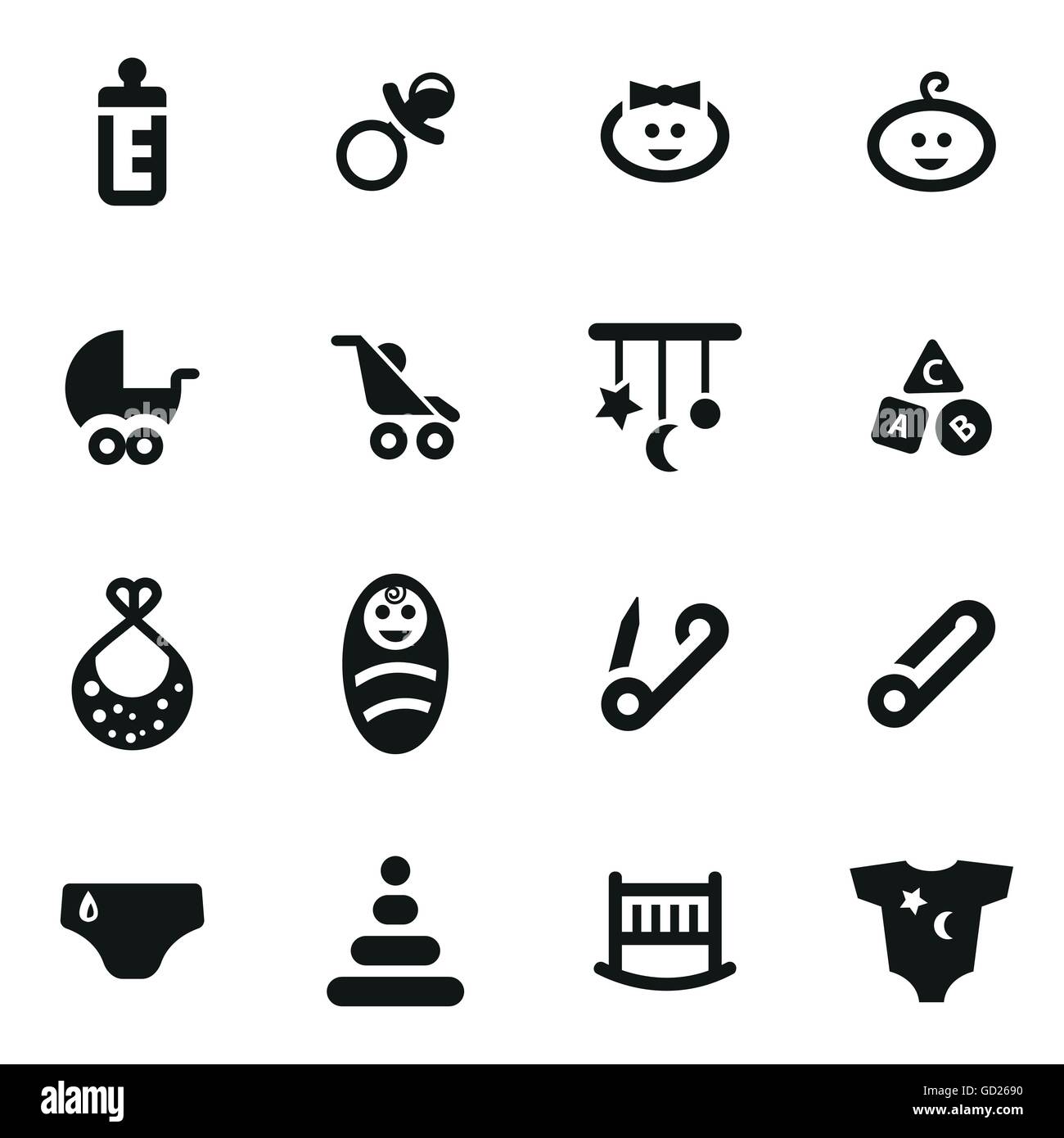 Vector black baby icon set Stock Vector Image & Art - Alamy