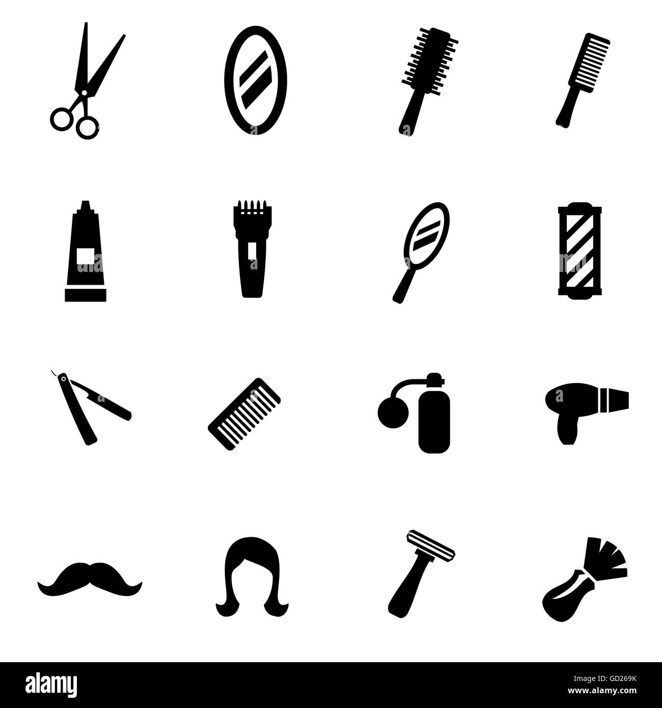 Vector black barber icon set Stock Vector Image & Art - Alamy