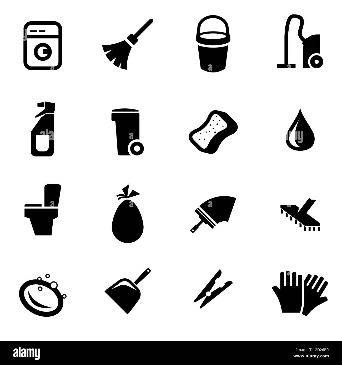 Vector black cleaning icon set Stock Vector Image & Art - Alamy