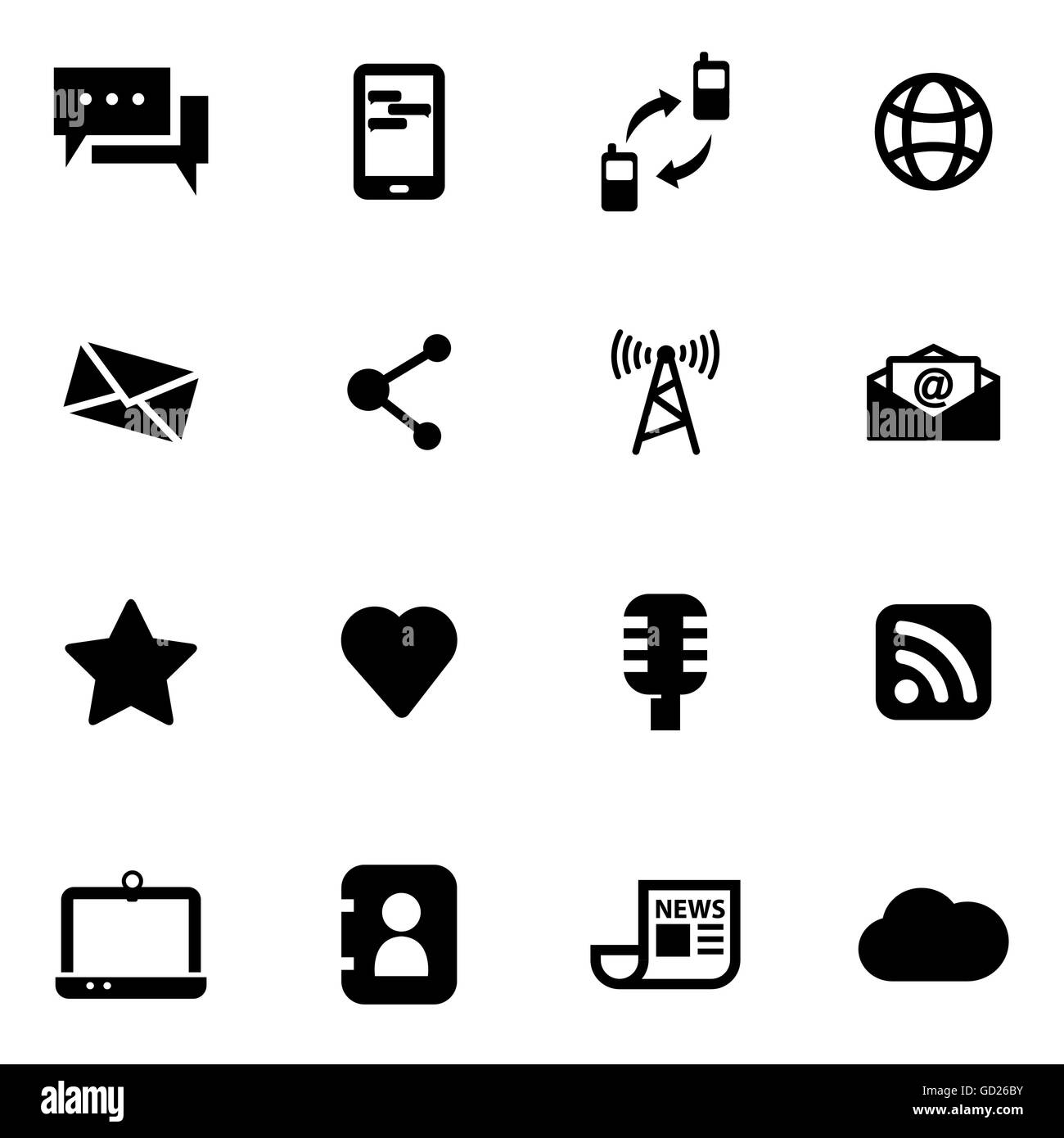 Vector black communication icon set Stock Vector Image & Art - Alamy