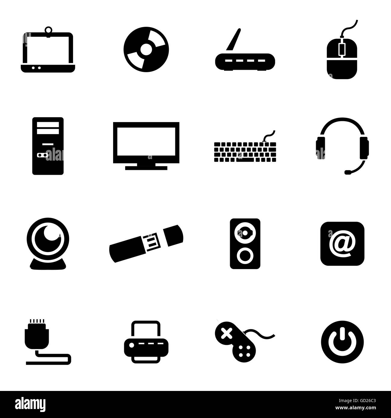 Vector black computer icon set Stock Vector Image & Art - Alamy
