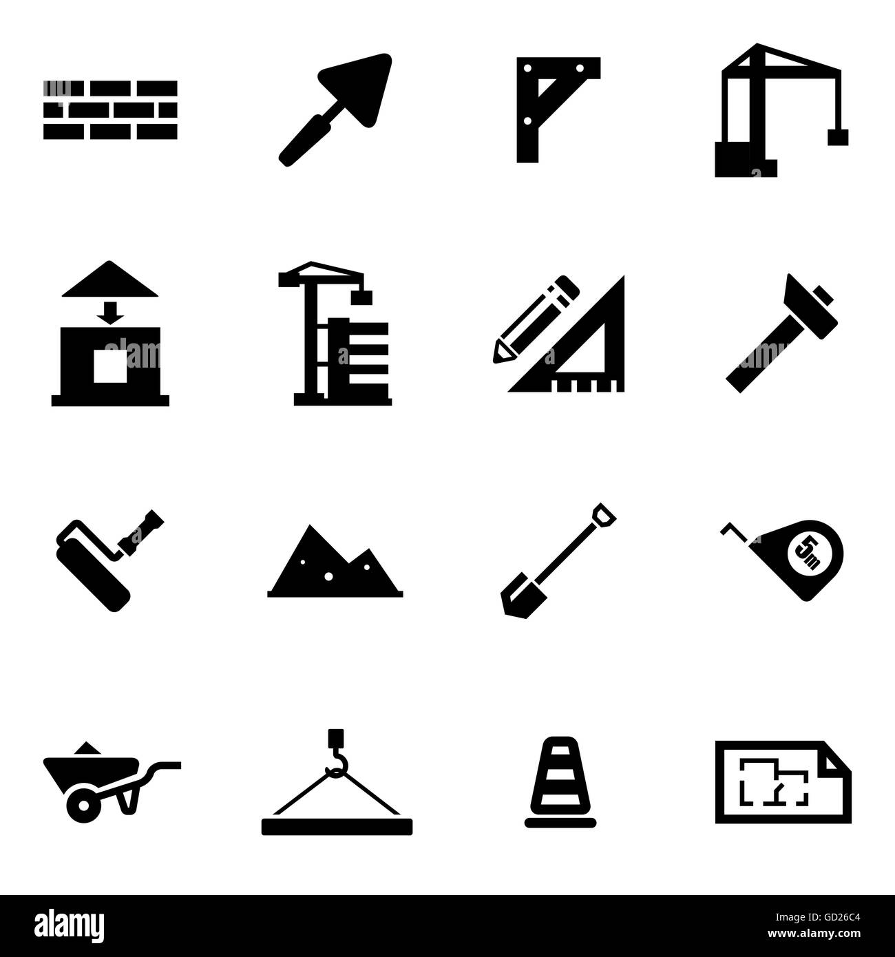 Vector black construction icon set Stock Vector Image & Art - Alamy
