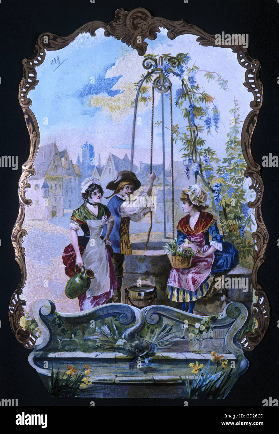 festivity, greeting cards, greeting card made of precious paper with a ...