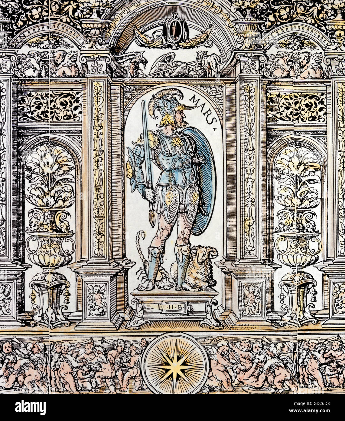 astrology, planets, Mars, block 3 from a frieze with 7 planetary ...