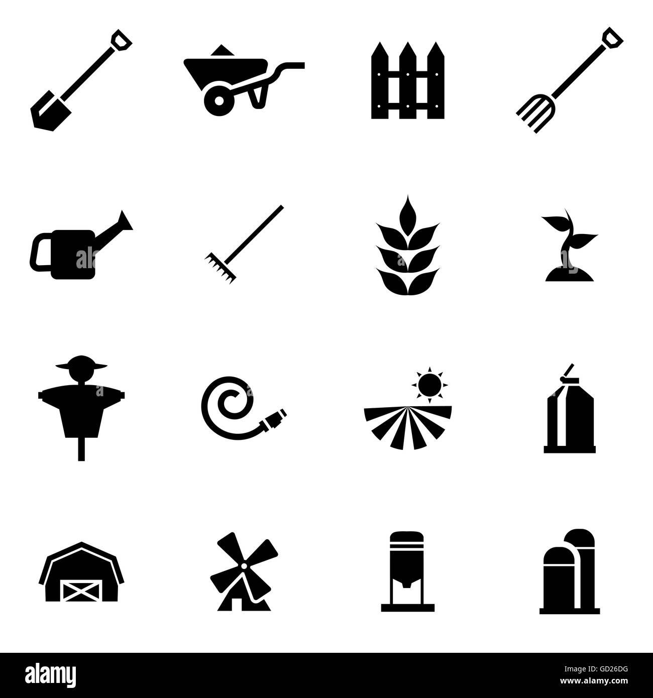 Graphic icon farming set Black and White Stock Photos & Images - Alamy