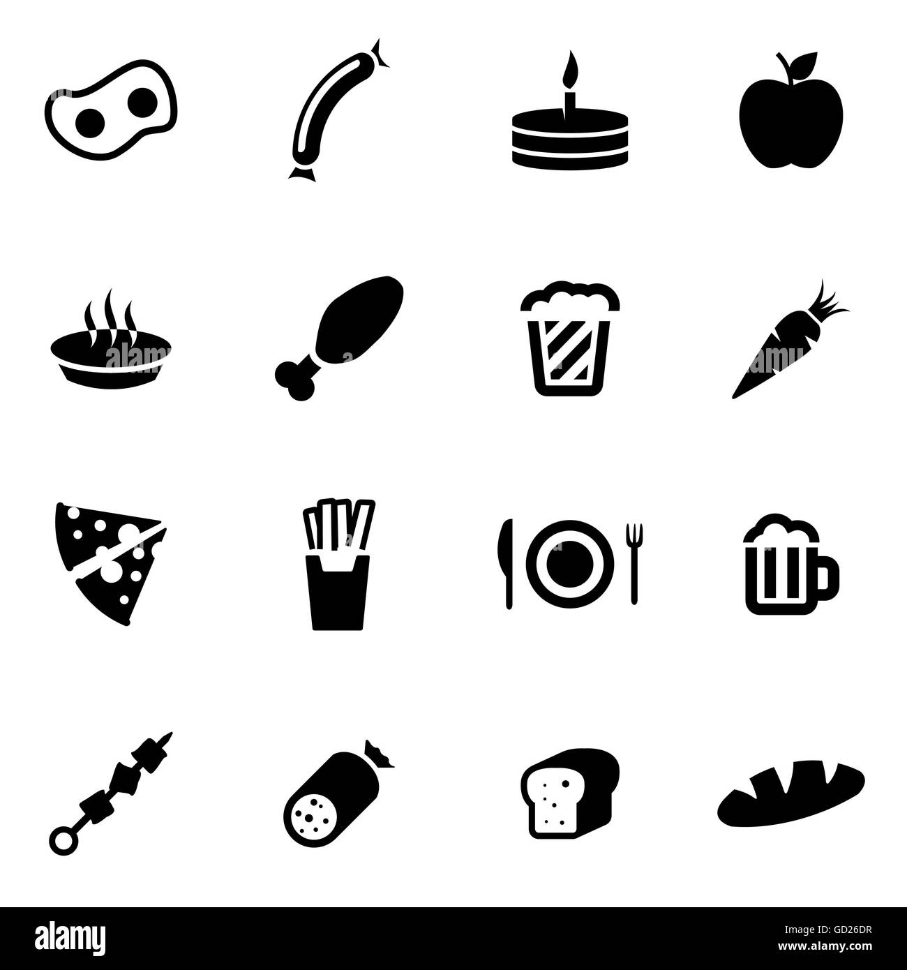 Vector black food icon set Stock Vector Image & Art - Alamy