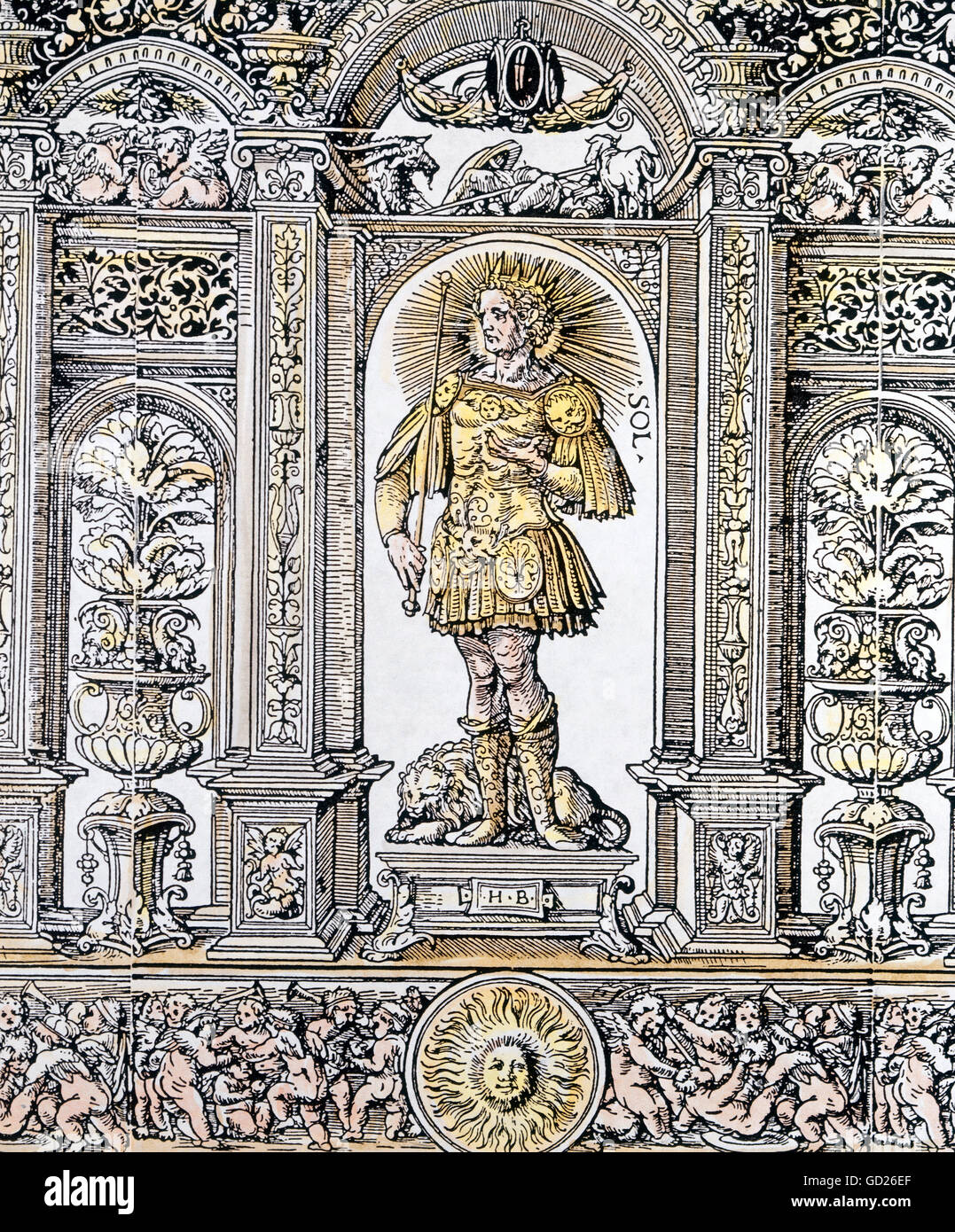 astrology, planets, Sol, block 4 from a frieze with 7 planetary deities ...