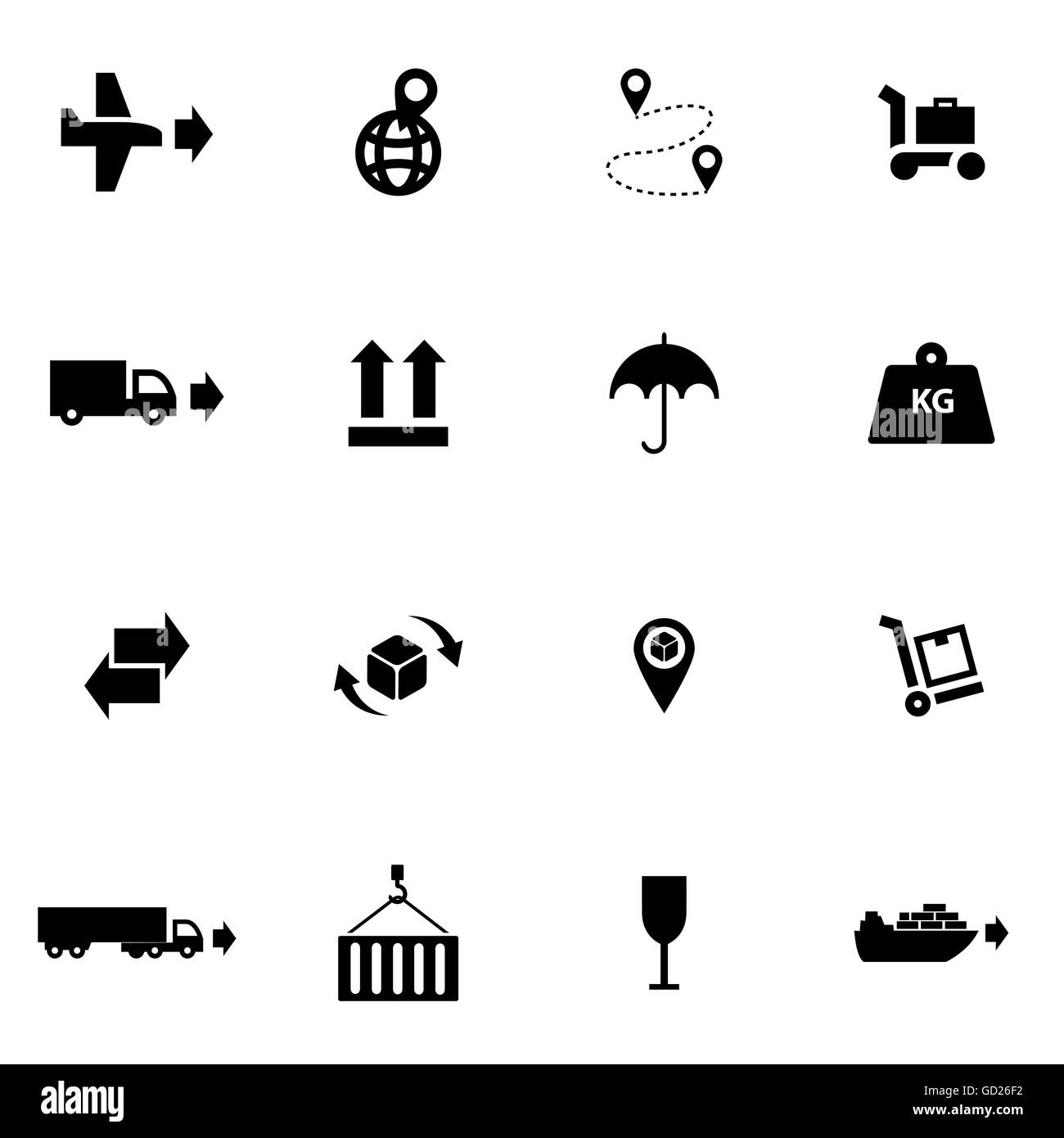 Vector black logistic icon set Stock Vector Image & Art - Alamy