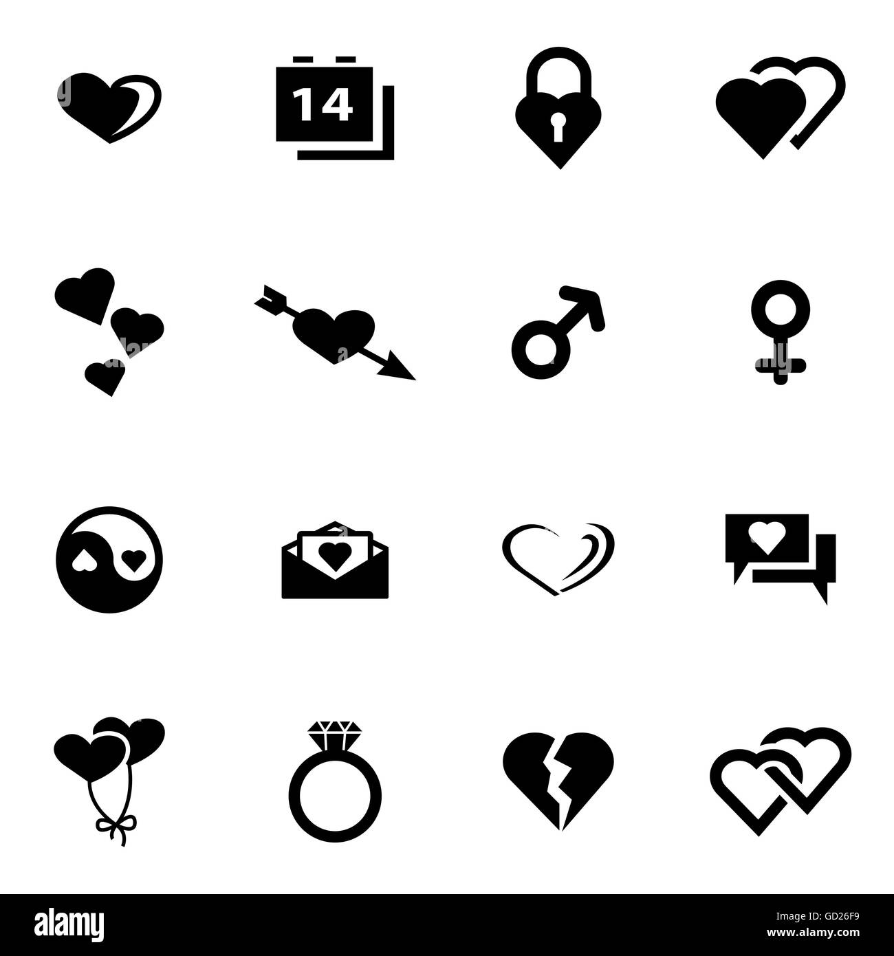Vector black love icon set Stock Vector Image & Art - Alamy